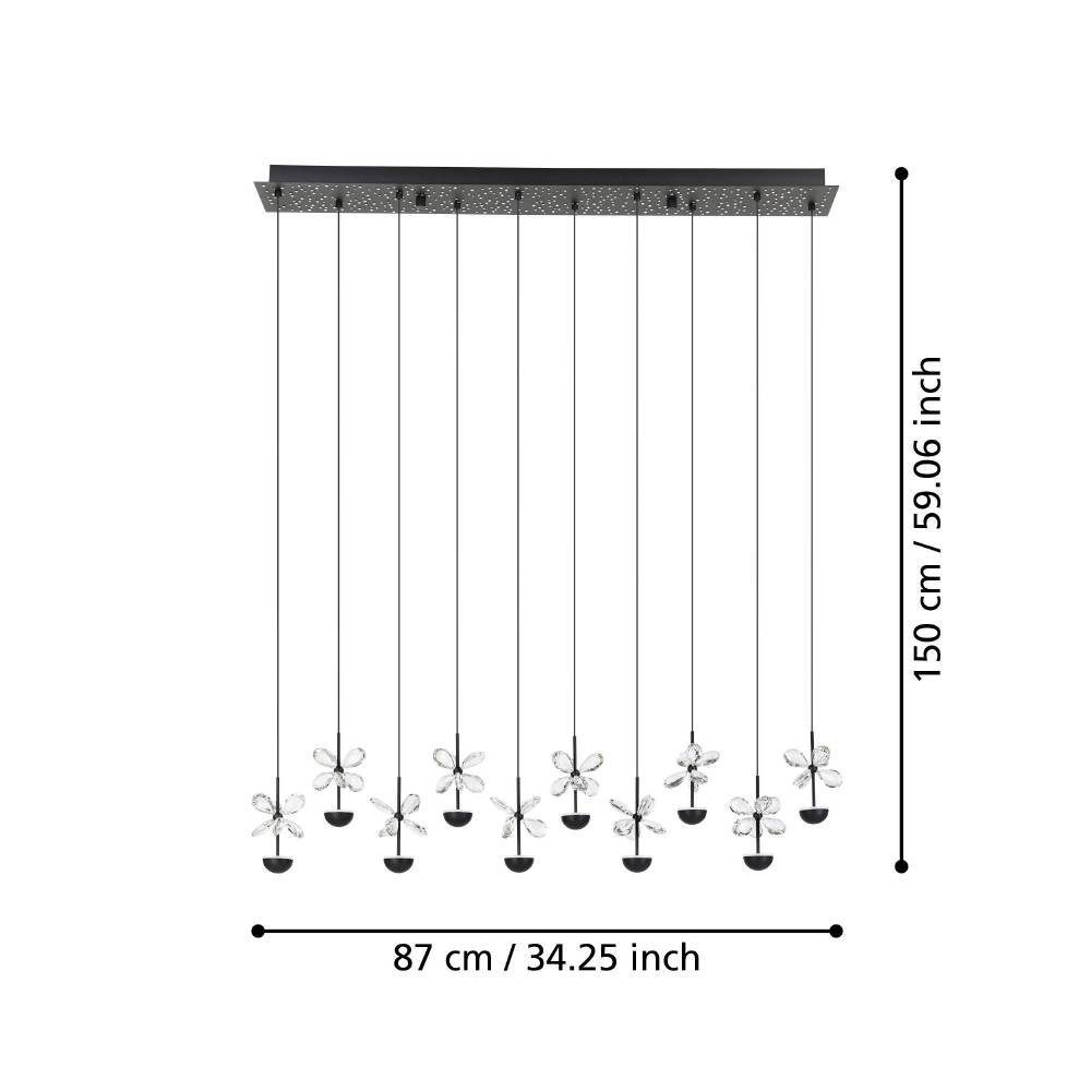Lustră PIANOPOLI 2 390278, LED, 10X2,3W, 3000K, IP20, oțel negru ...